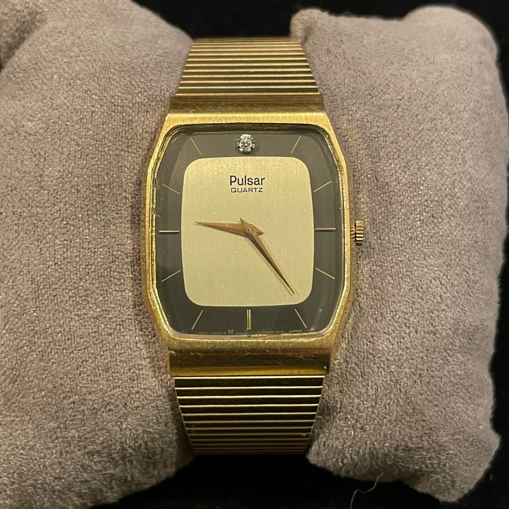 Vintage Pulsar Tank Style Diamond Men’s Watch Thin - Gem